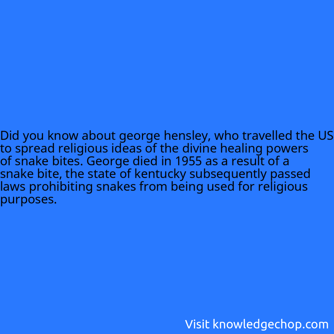 about george hensley, who travelled the US to spread religious ideas of ...