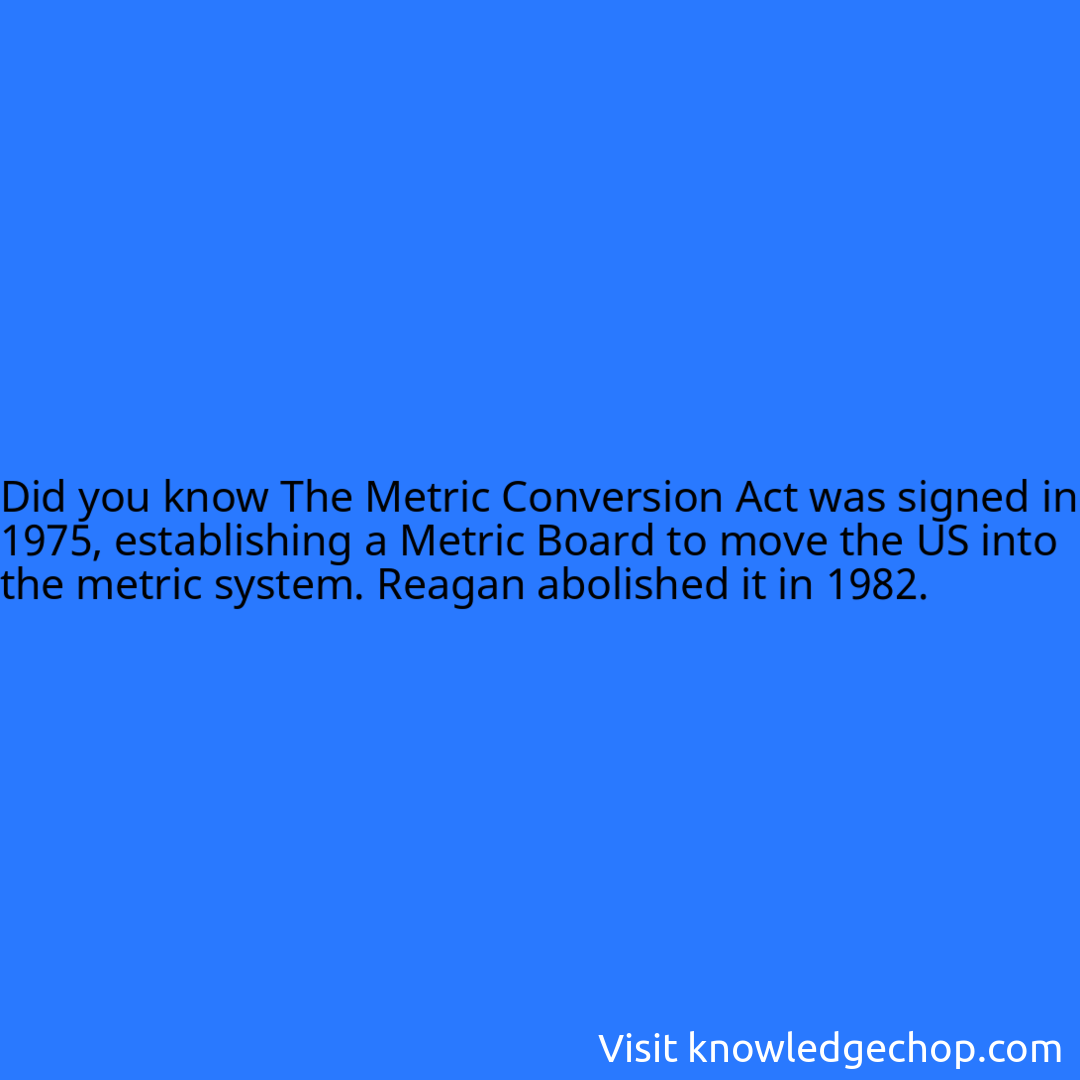 The Metric Conversion Act was signed in 1975, establishing a Metric ...