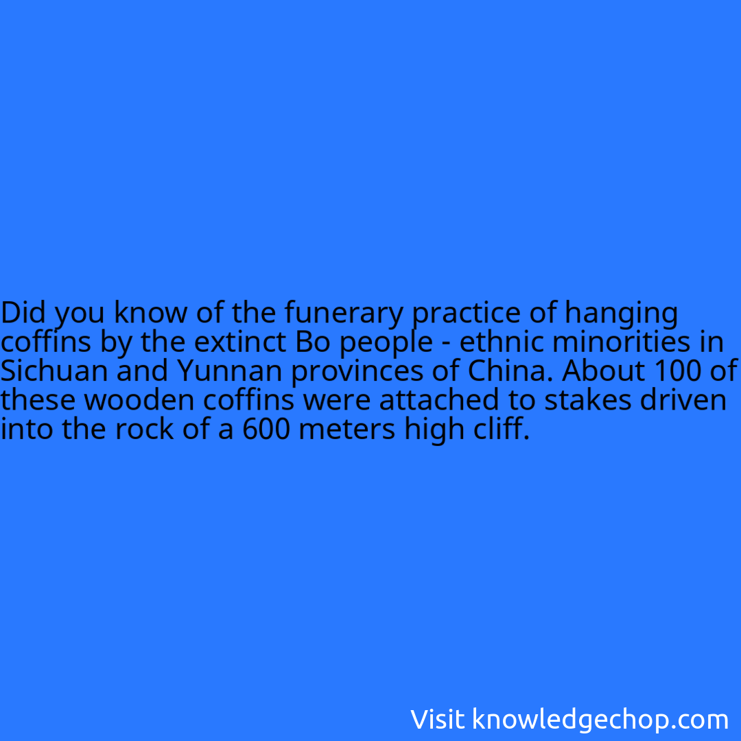 of the funerary practice of hanging coffins by the extinct Bo people ...