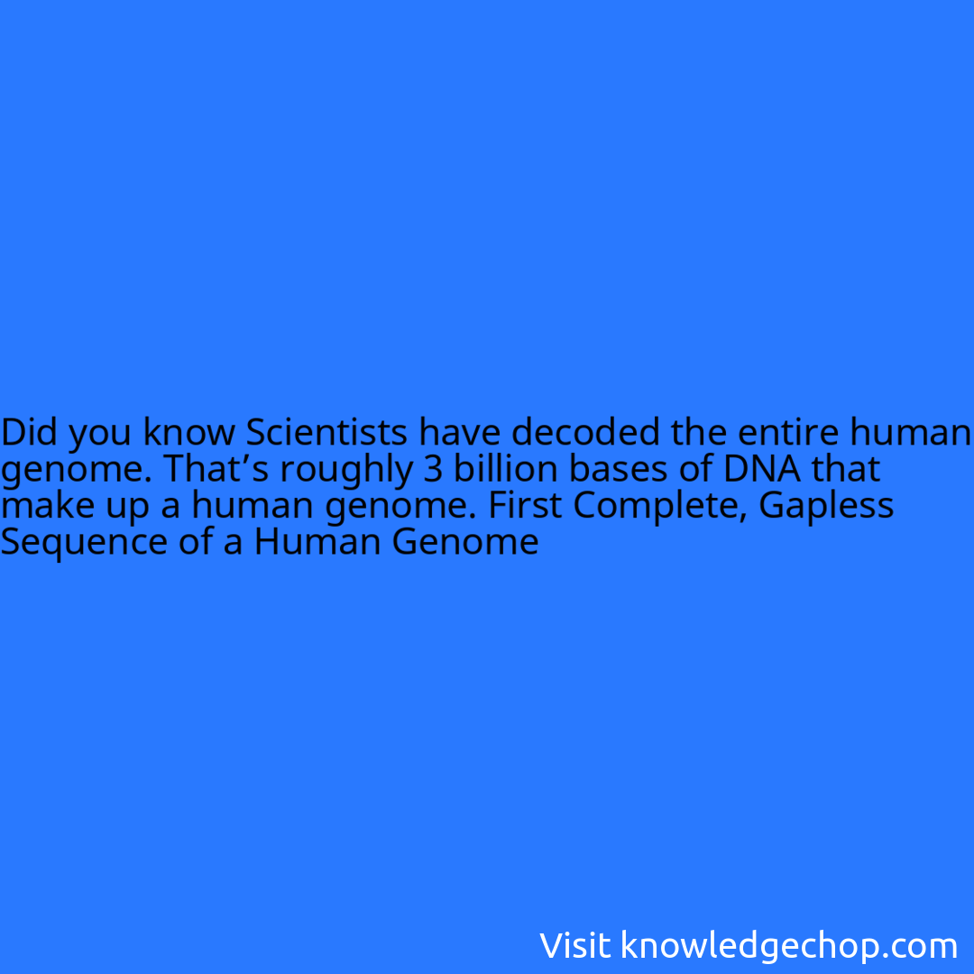 Scientists have decoded the entire human genome. That’s roughly 3 ...
