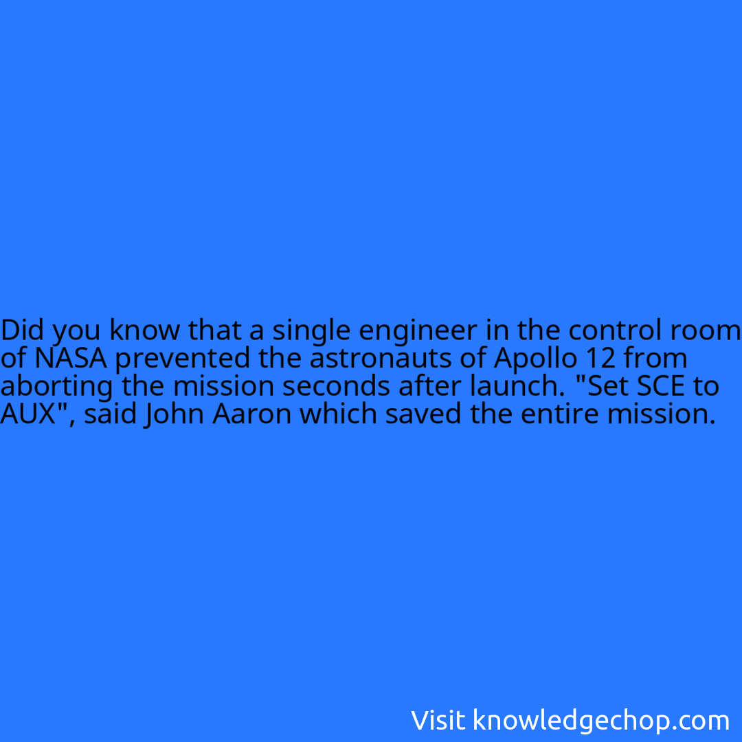 that a single engineer in the control room of NASA prevented the ...