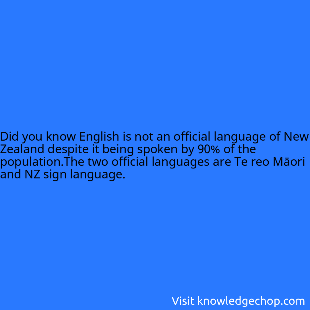 English is not an official language of New Zealand despite it being ...
