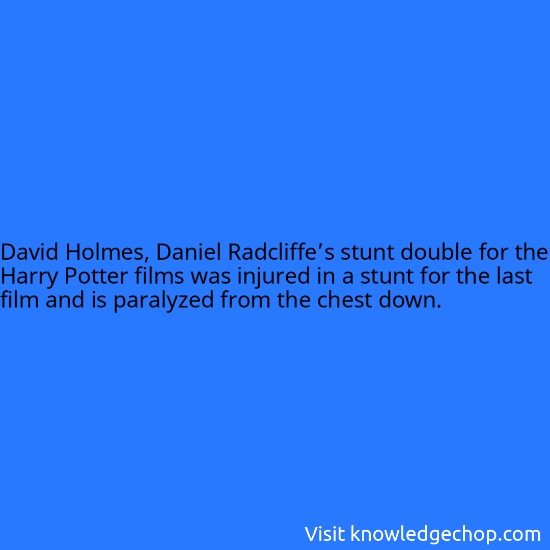 David Holmes, Daniel Radcliffe’s stunt double for the Harry Potter ...
