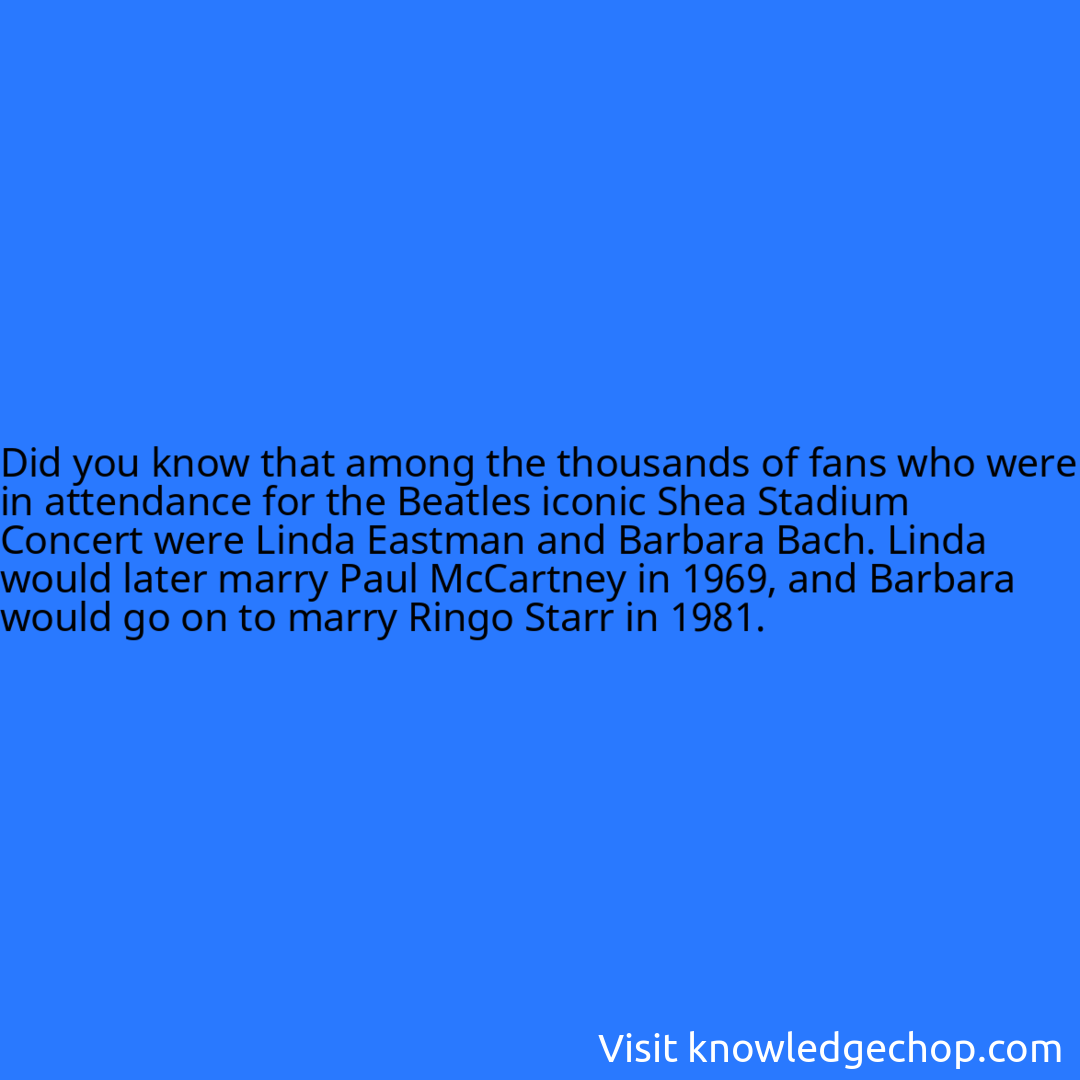 that among the thousands of fans who were in attendance for the Beatles ...