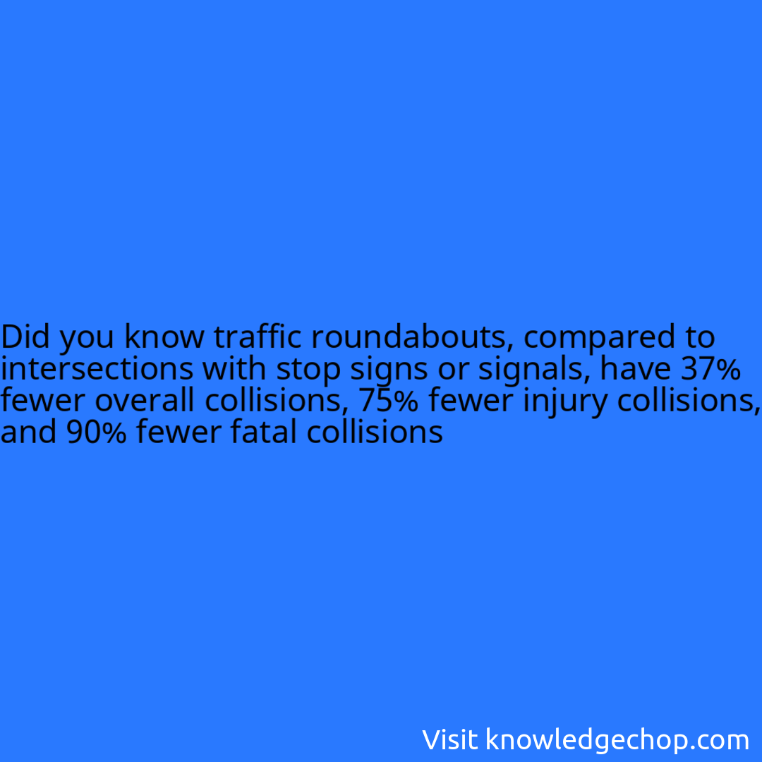 traffic roundabouts, compared to intersections with stop signs or ...