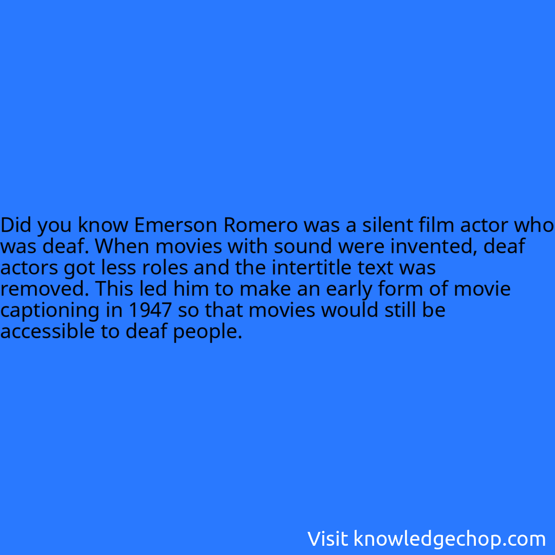 Emerson Romero was a silent film actor who was deaf. When movies with ...