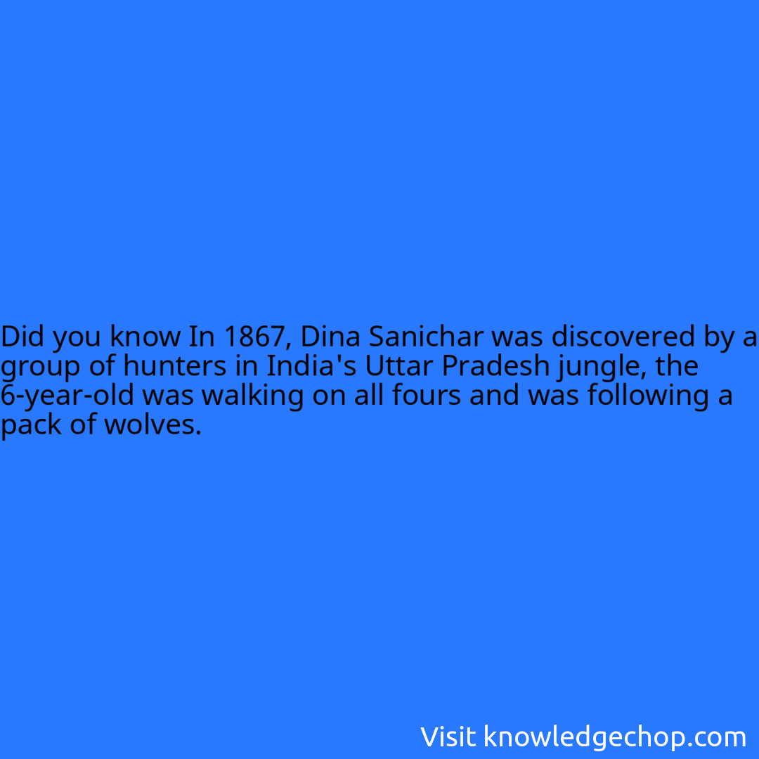 In 1867, Dina Sanichar was discovered by a group of hunters in India's ...