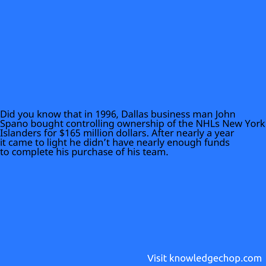 that in 1996, Dallas business man John Spano bought controlling ...