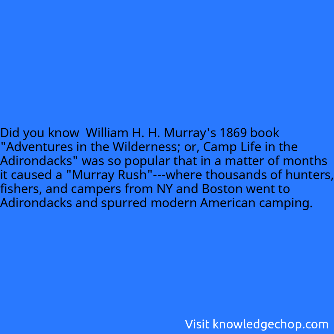 William H. H. Murray's 1869 book "Adventures in the Wilderness; or ...